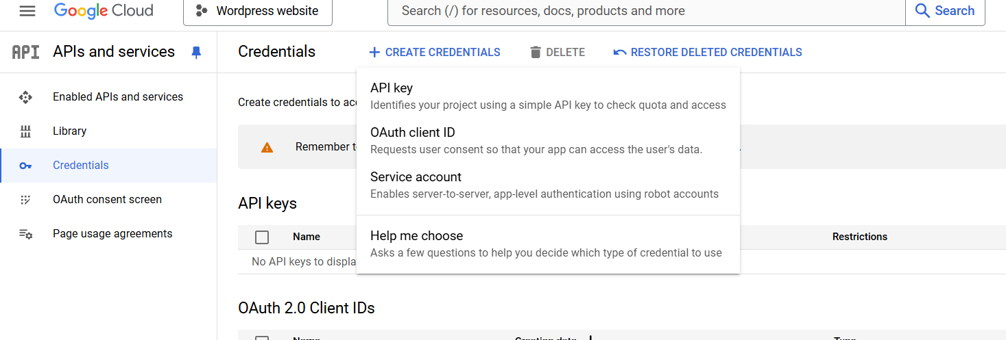 How to create OAuth client ID and secret key on google console - Webigenci